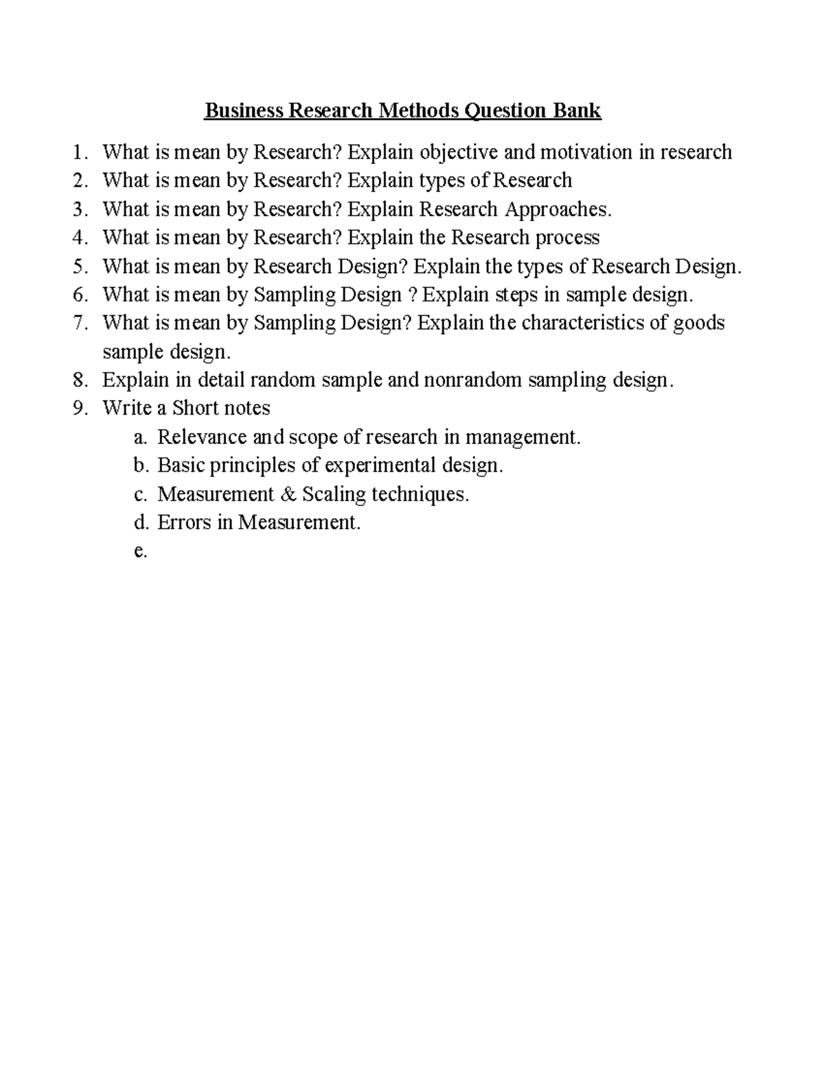 Business Research Methods Question Bank - What is mean by Research ...