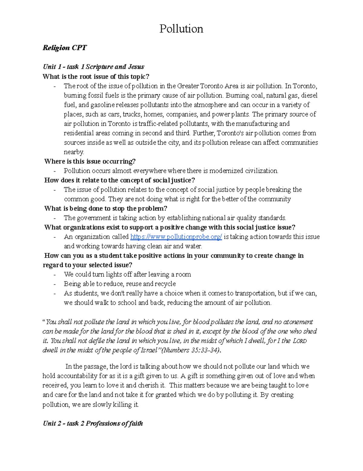 Religion CPT - wewewrefver - Religion CPT Unit 1 - task 1 Scripture and ...