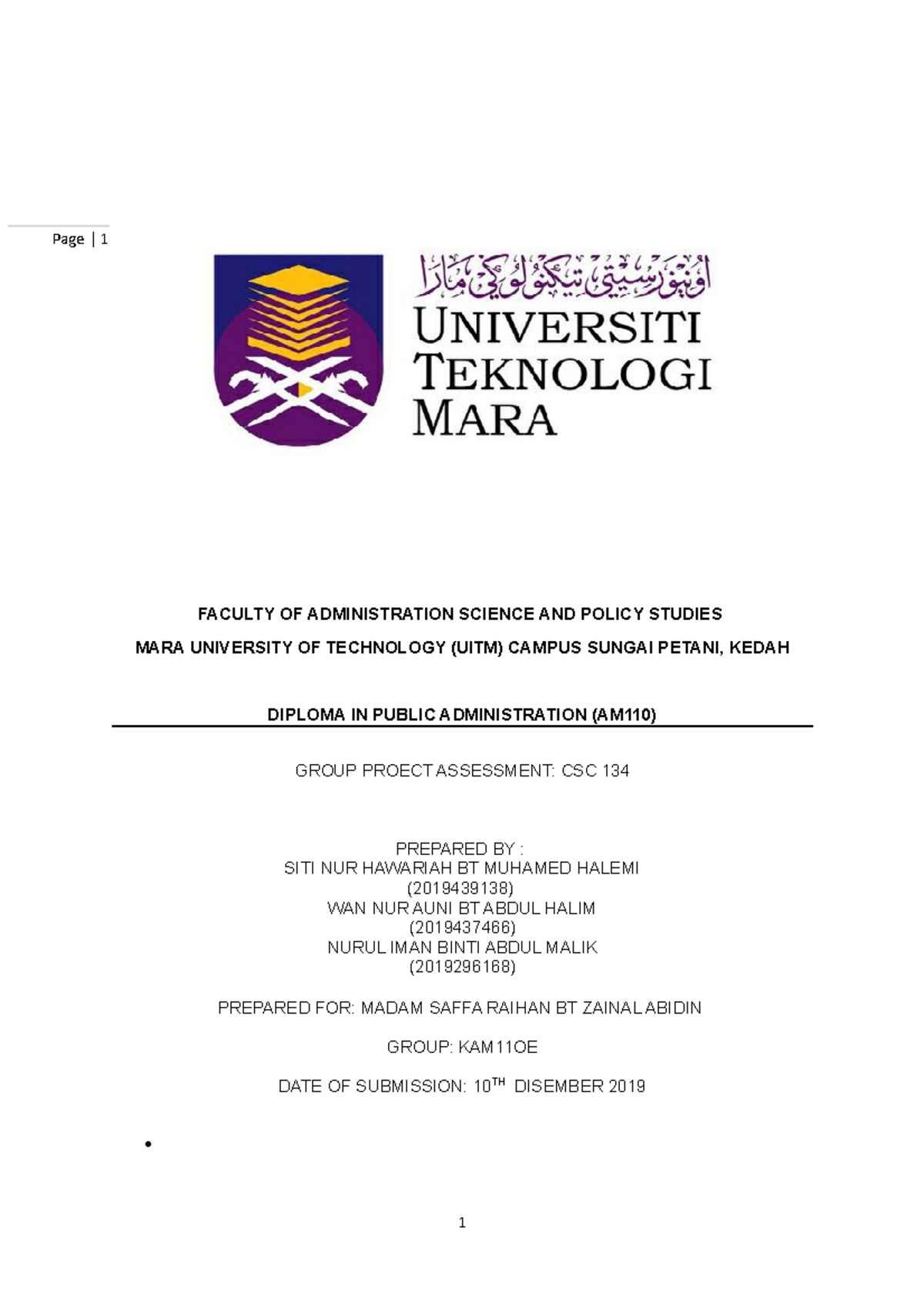 Assignment Study Skill - FACULTY OF ADMINISTRATION SCIENCE AND POLICY ...