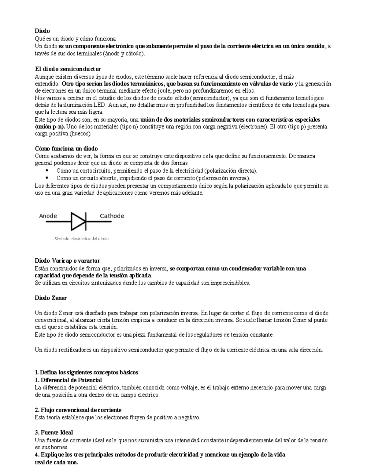 IEM205-Segunda Practica- Diodos - Diodo Qué es un diodo y cómo funciona Un diodo es un ...