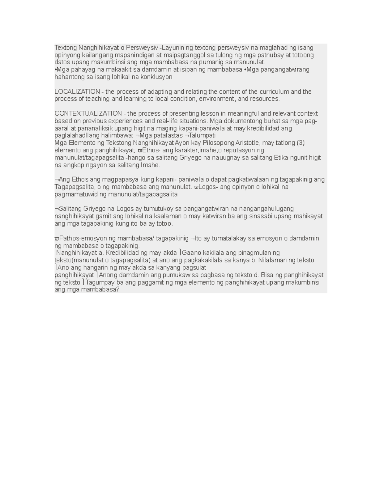 Textong Nanghihikayat o Persweysiv - •Mga pahayag na makaakit sa ...