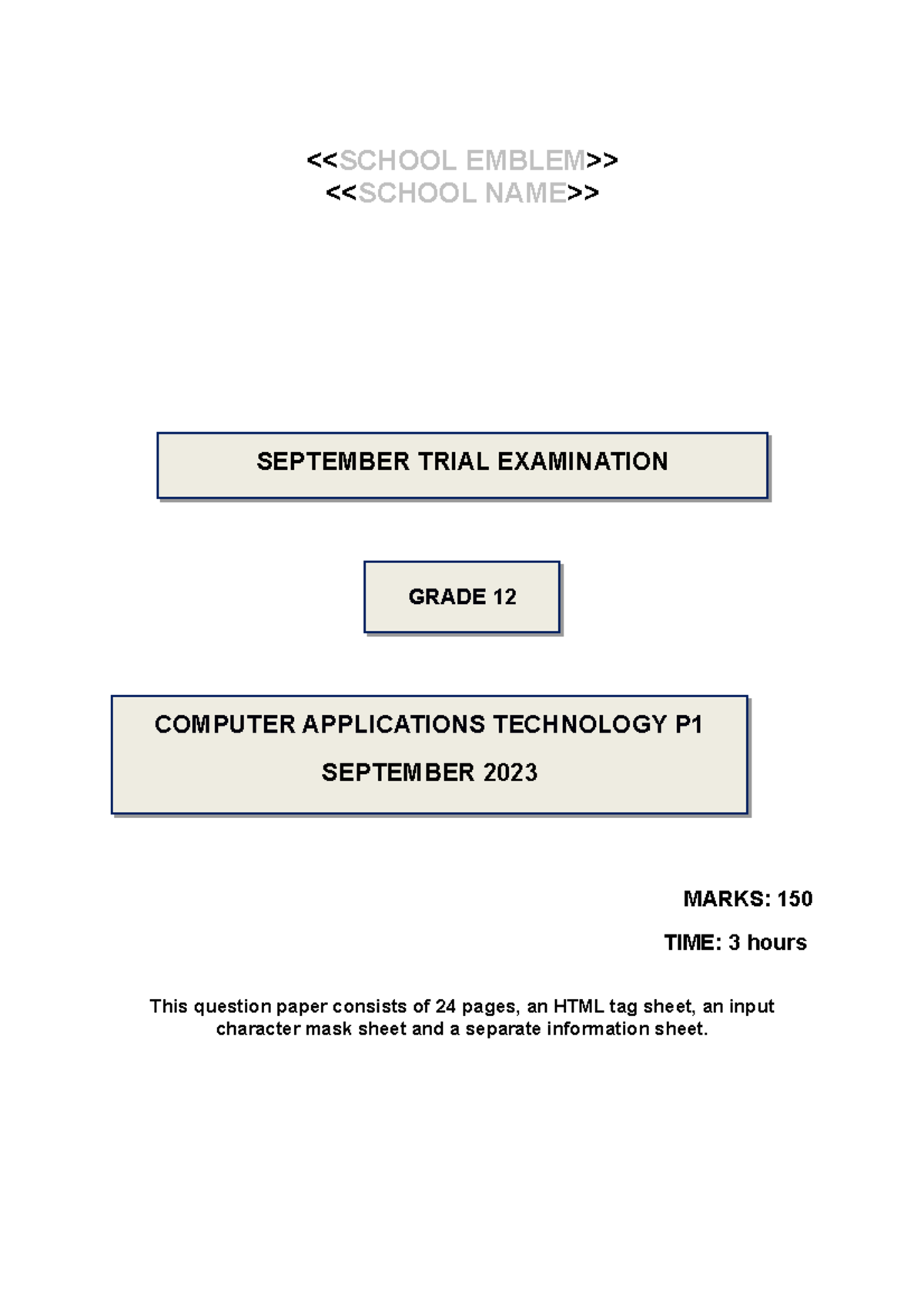 2023 CAT Prelim P1 (final) - MARKS: 150 - Studocu