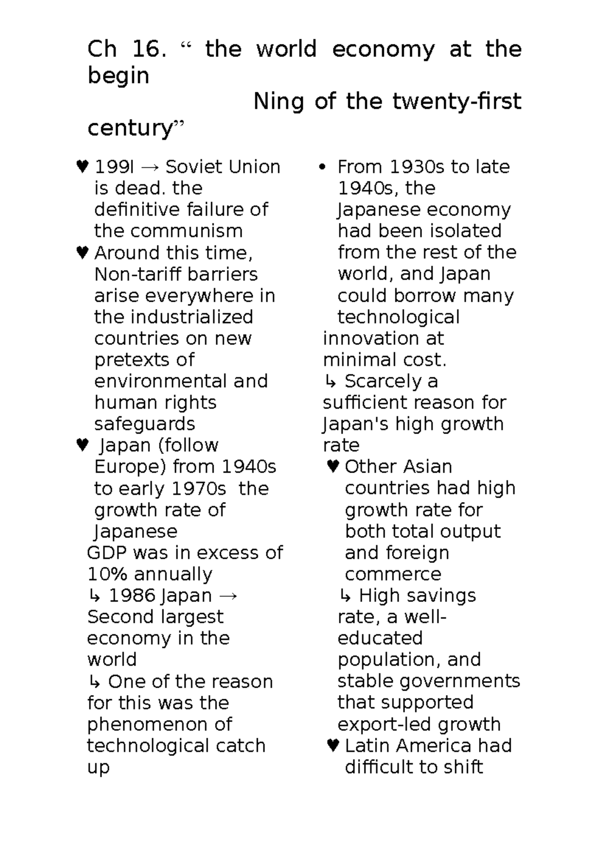 Ch16 - to study - Ch 16. “ the world economy at the begin Ning of the ...