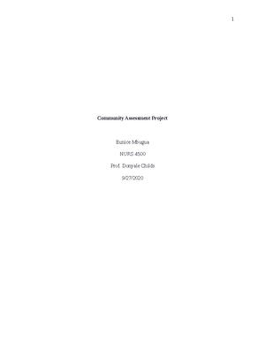 Sample Community Health Paper - Community Assessment Project Sanjay ...