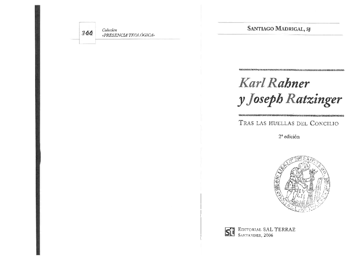 Rahner-Ratzinger - Filosofia - Derecho Procesal Civil - Studocu