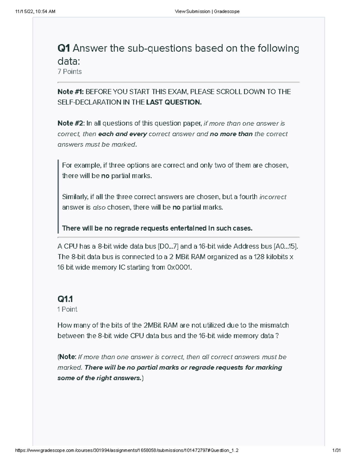 ELL305 - Lecture - Q1 Answer the sub-questions based on the following ...