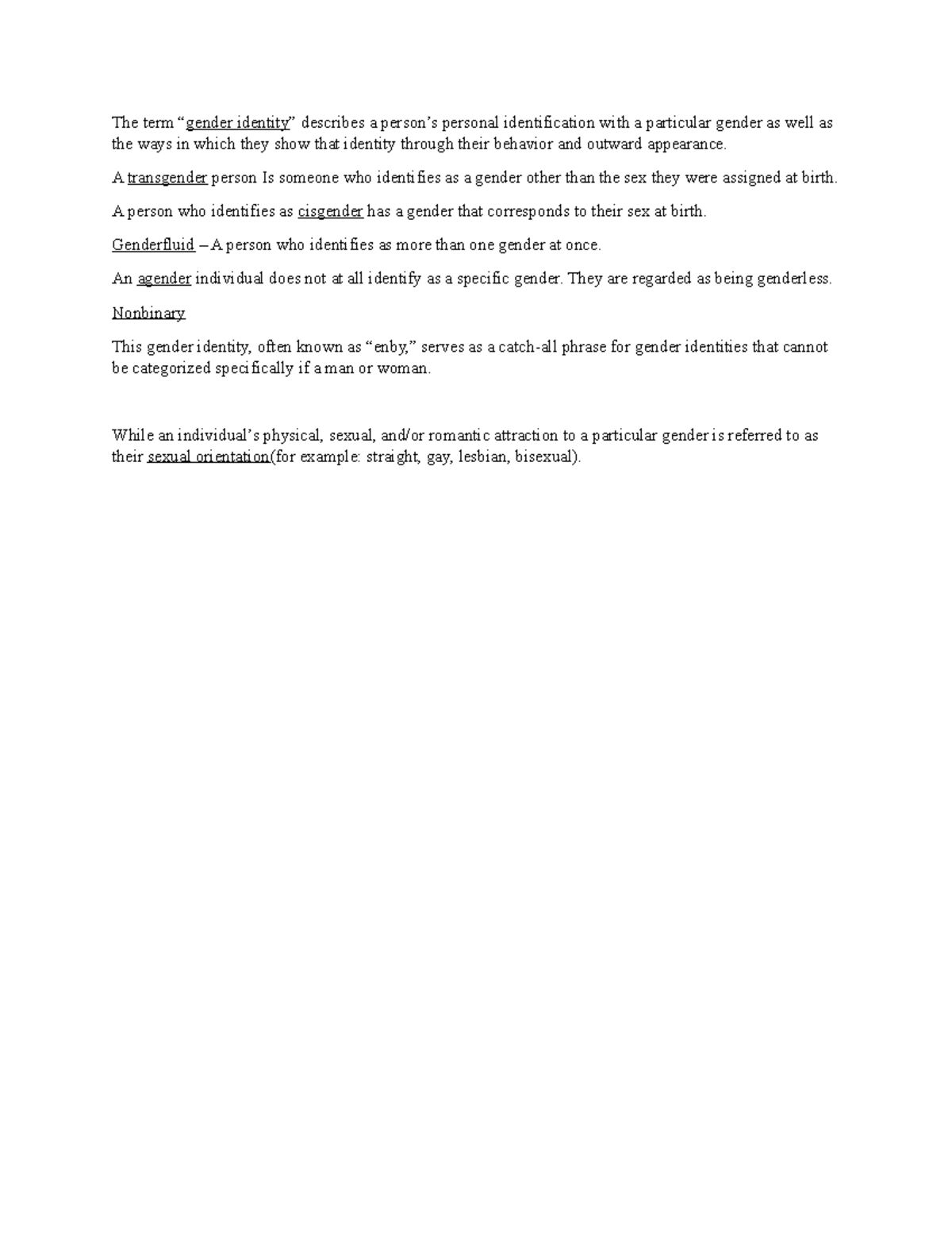 Document - Gender Identity and Sexual Orientation - The term “gender ...