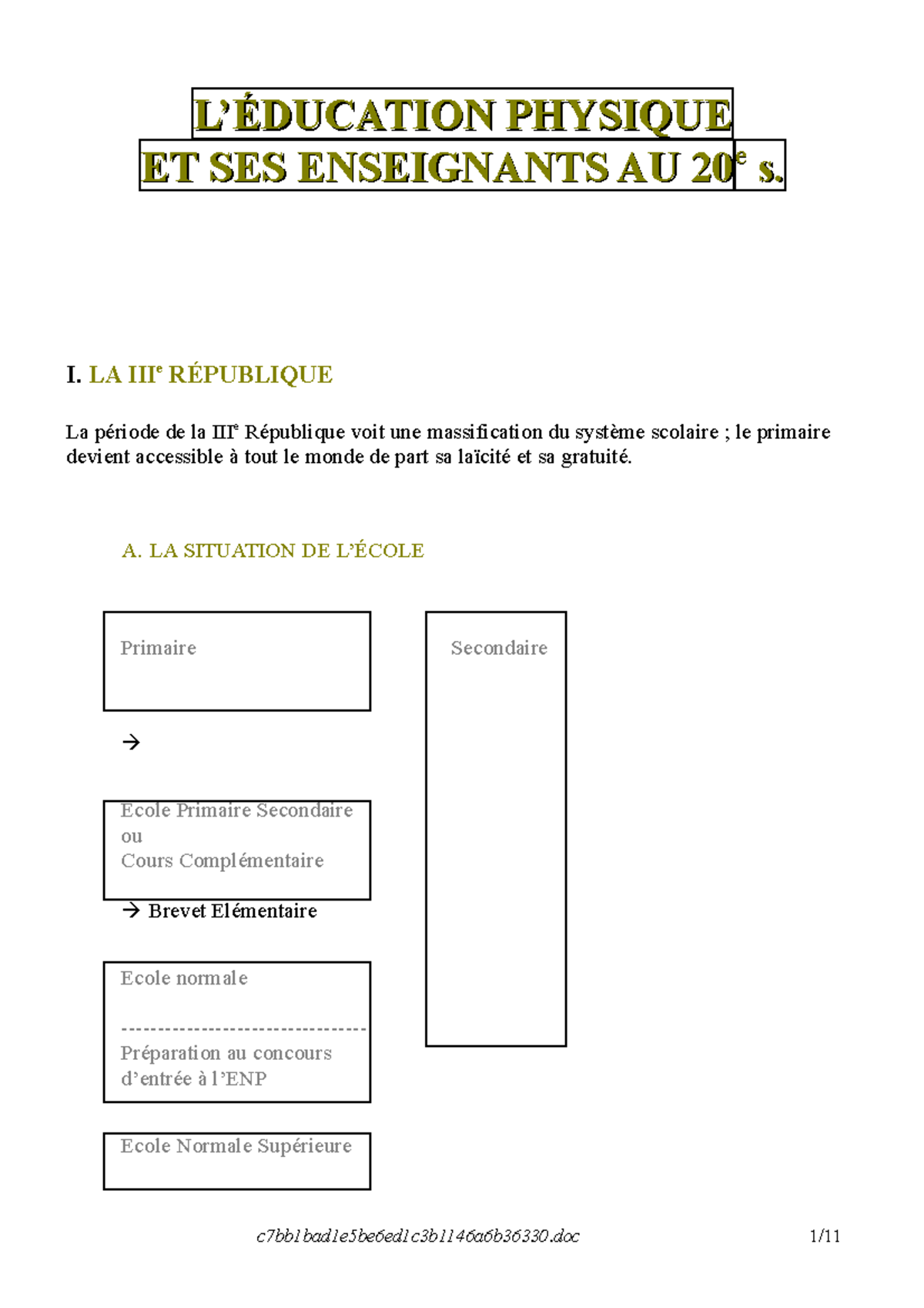 L'éducation physique et ses enseignants au 20e s. (chapitre - L ...