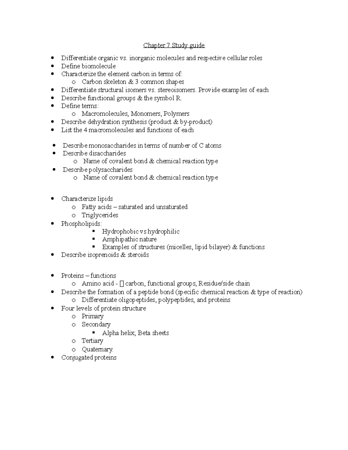 Chapter 7 Study Guide - Chapter 7 Study guide Differentiate organic vs ...