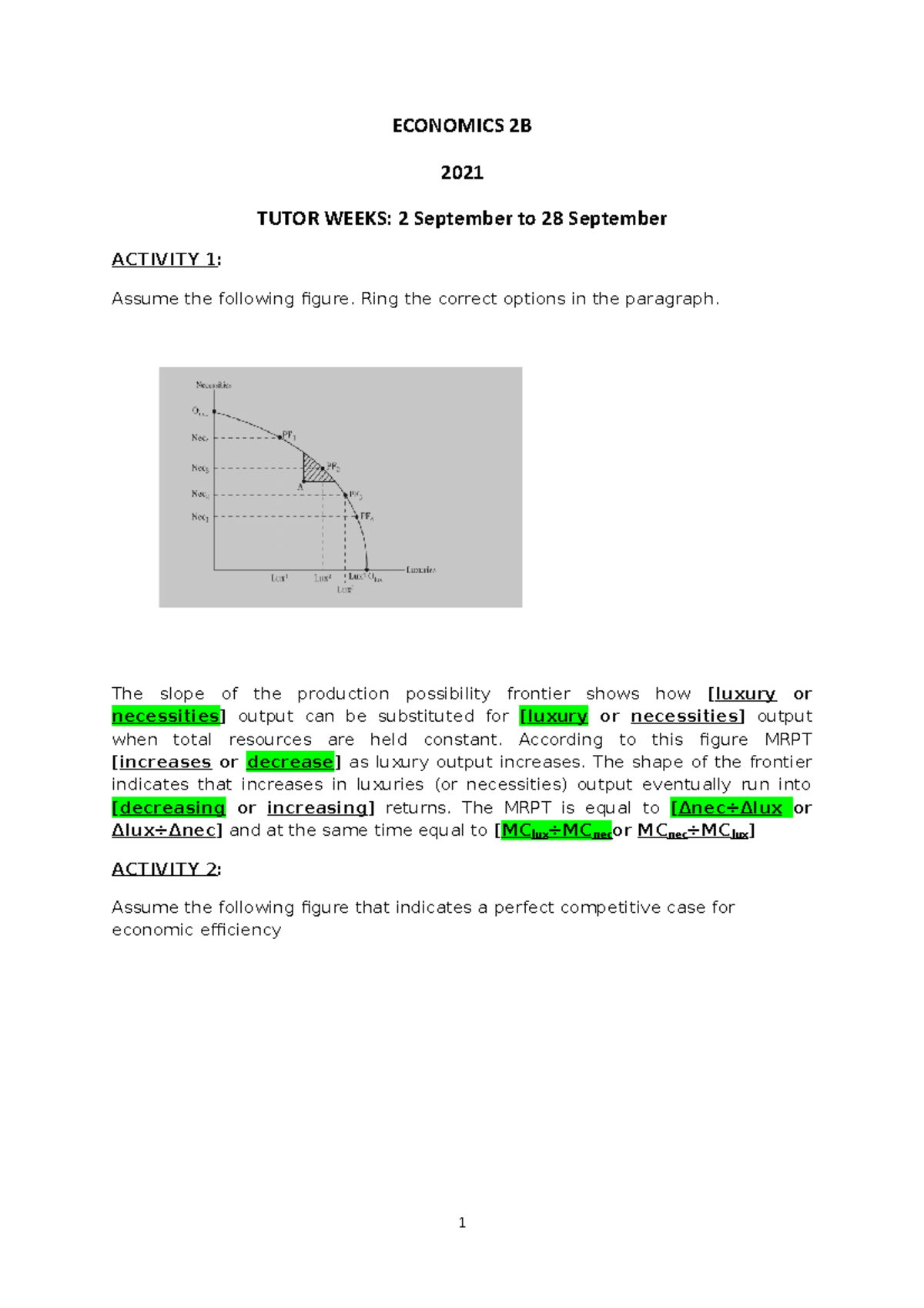Tutor week 7 September to 30 September - ECONOMICS 2B 2021 TUTOR WEEKS ...