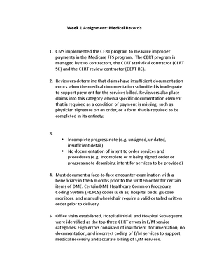 Week 5 Homework - Medical coding - Week 5 Homework: Answer the ...