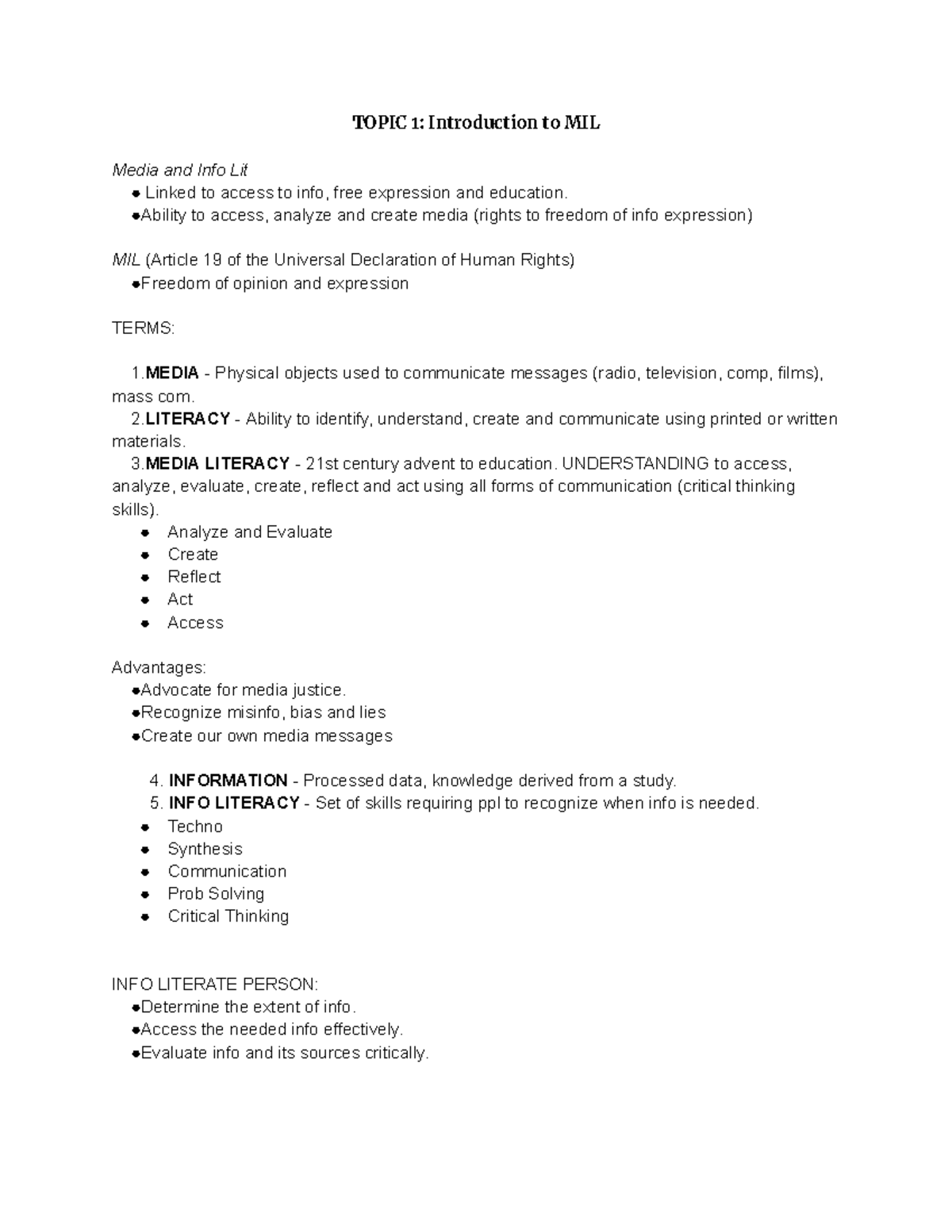 Reviewer IN MIL ( Complete) - TOPIC 1: Introduction to MIL Media and ...