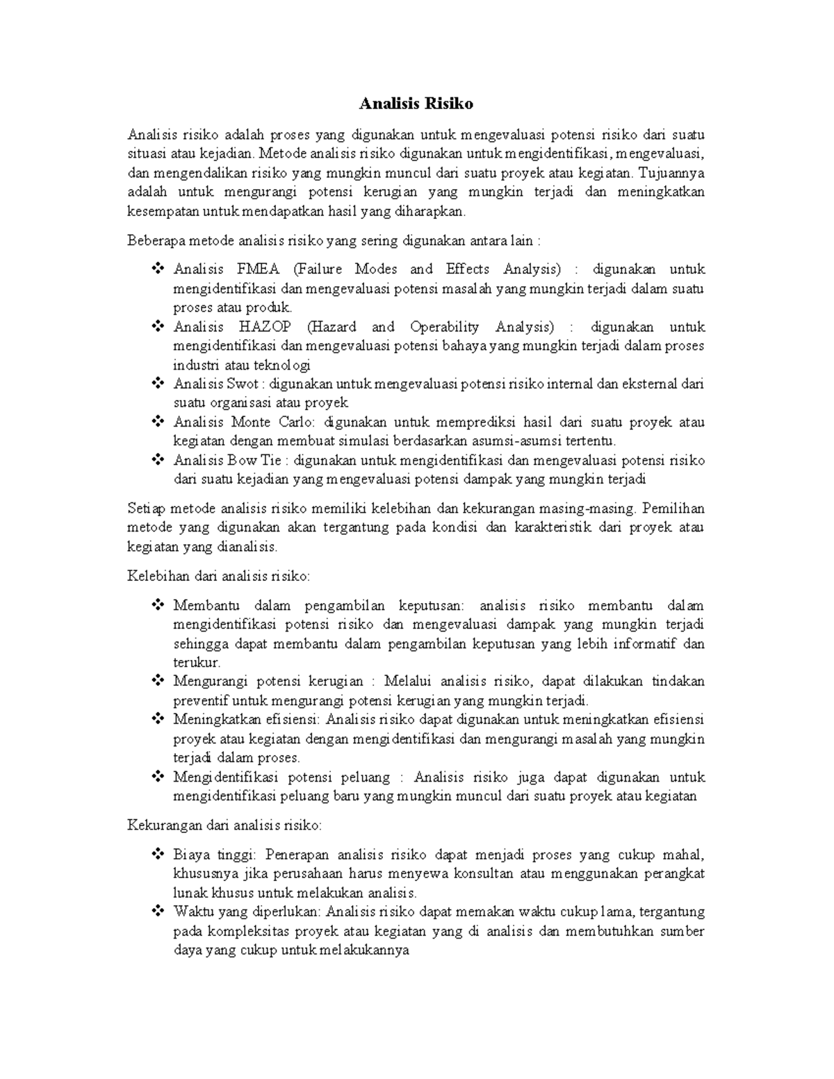 Resume Analisis Resiko - Analisis Risiko Analisis risiko adalah proses ...