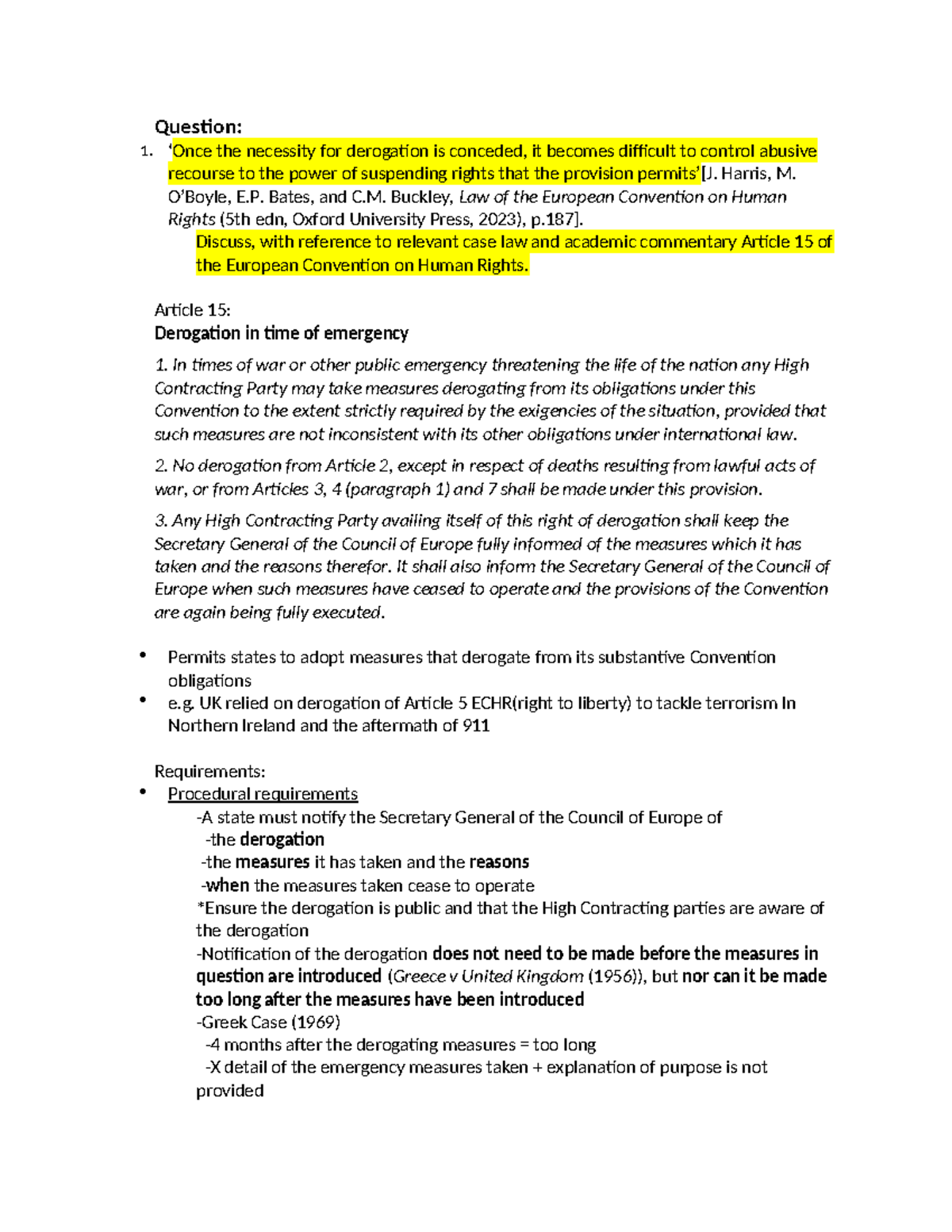 Document 4 - tutorial notes - Question: 1. ‘Once the necessity for ...