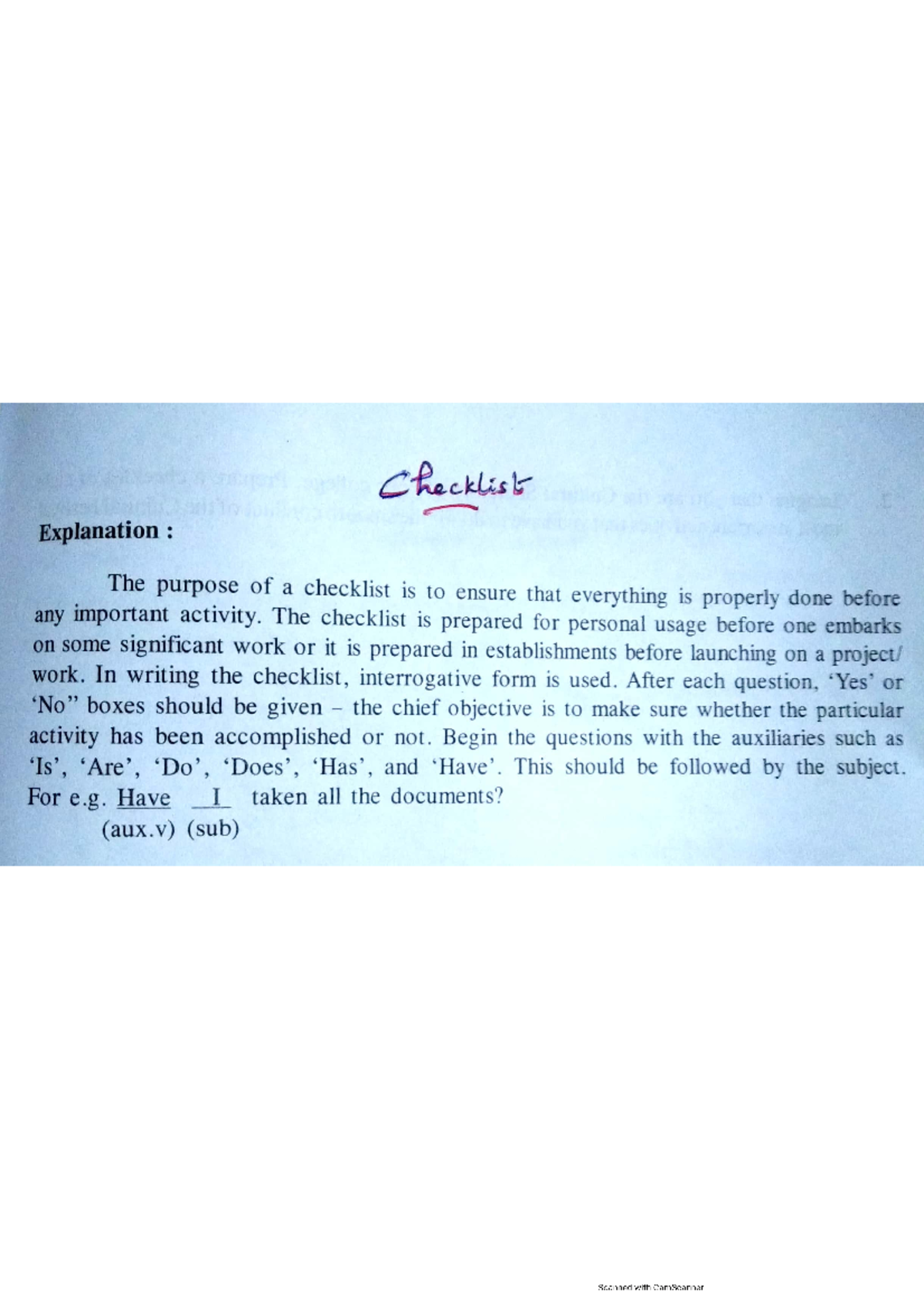 Checklist and instructions - ENGLISH-I - Studocu