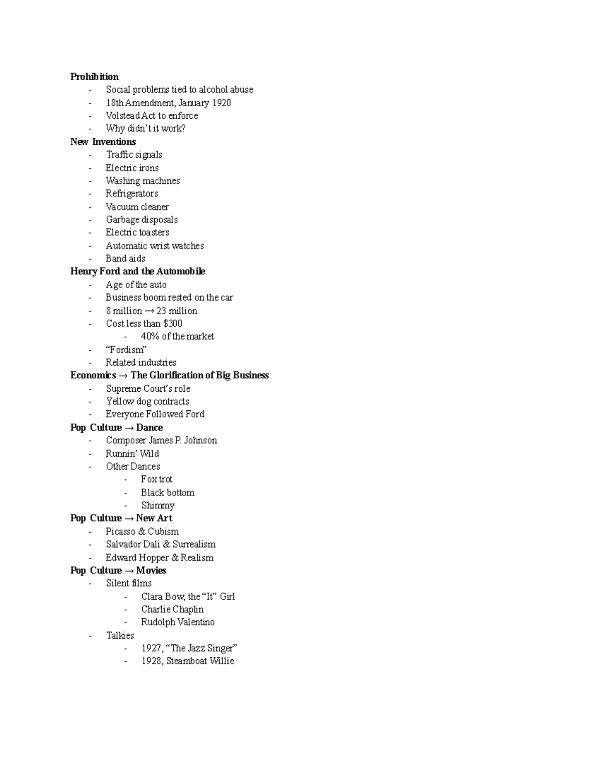 The 1920s - Notes On Units Within APUSH To Help Study For Exams ...