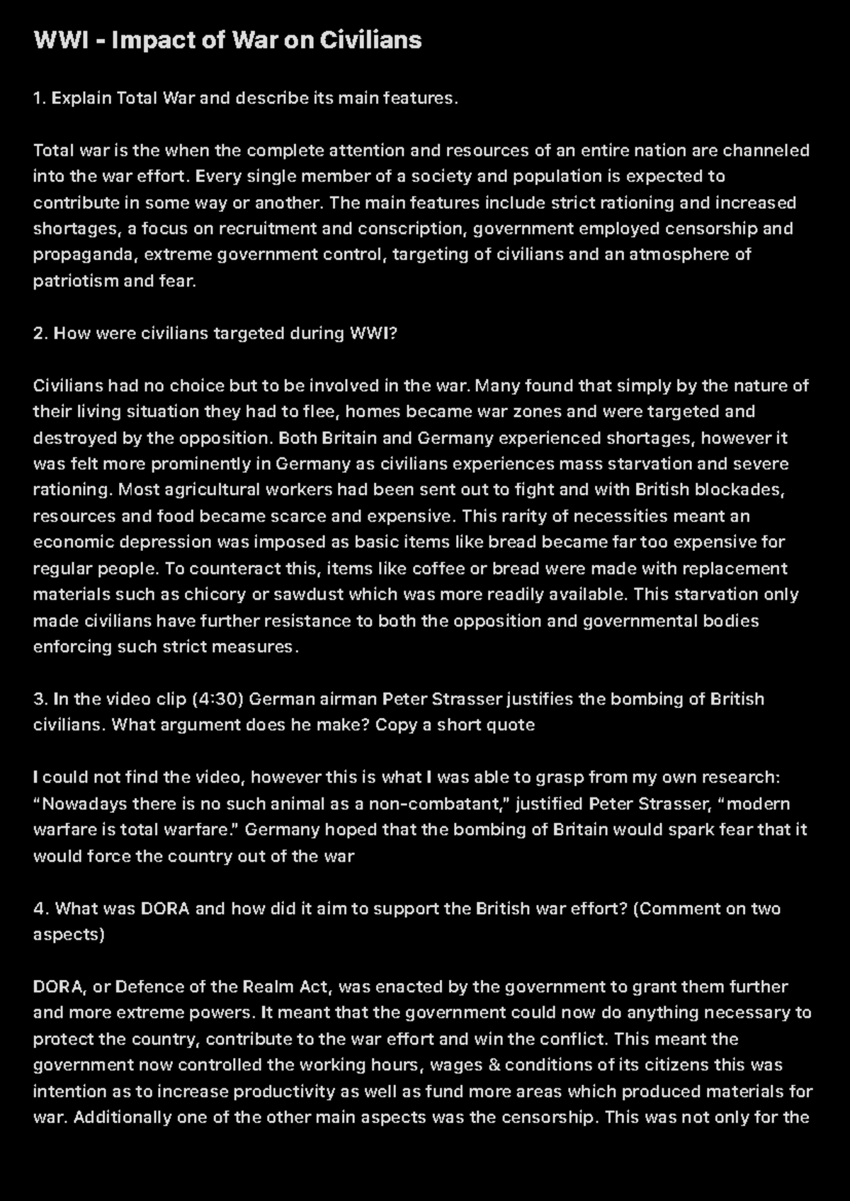 WWI - Impact of War on Civilians - WWI - Impact of War on Civilians ...