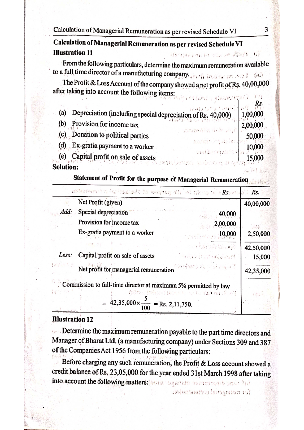 Coporate accounting - manager remuneration notes - Calculation of ...