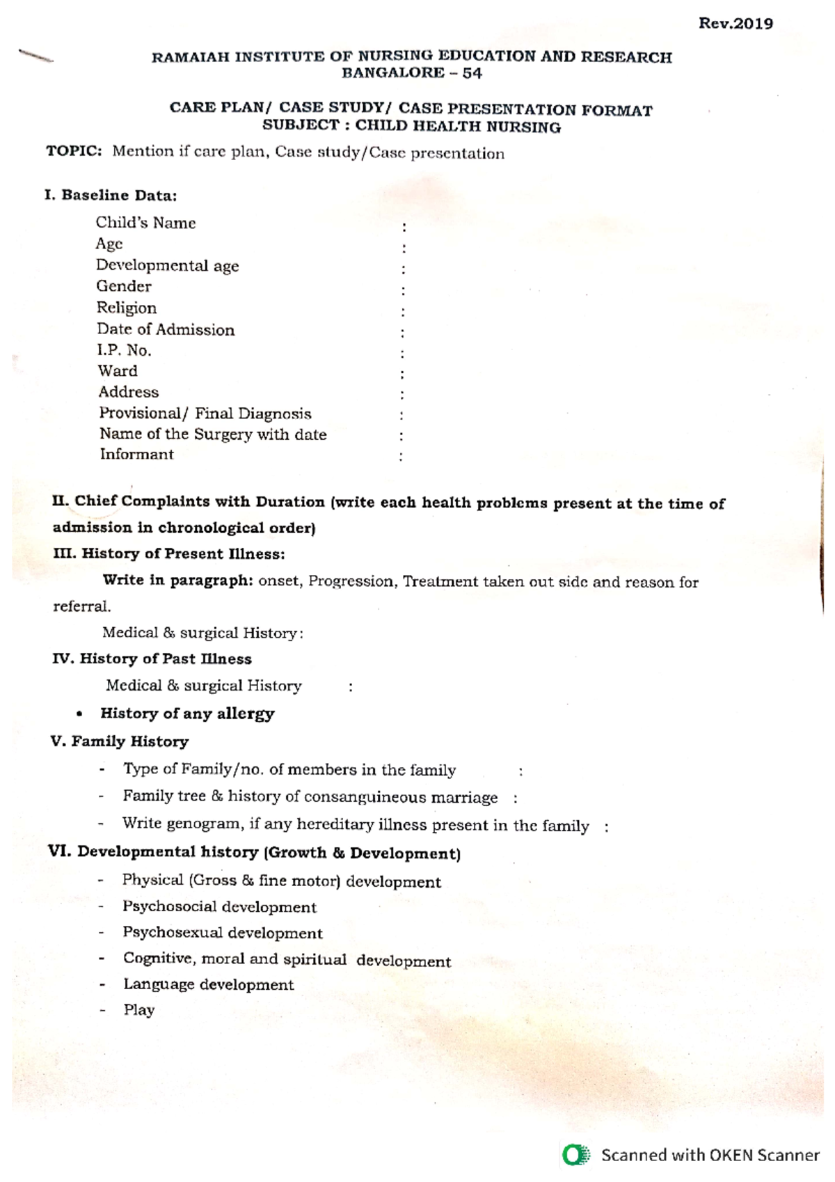 Care plan format for chn - Bsc.nursing - Studocu