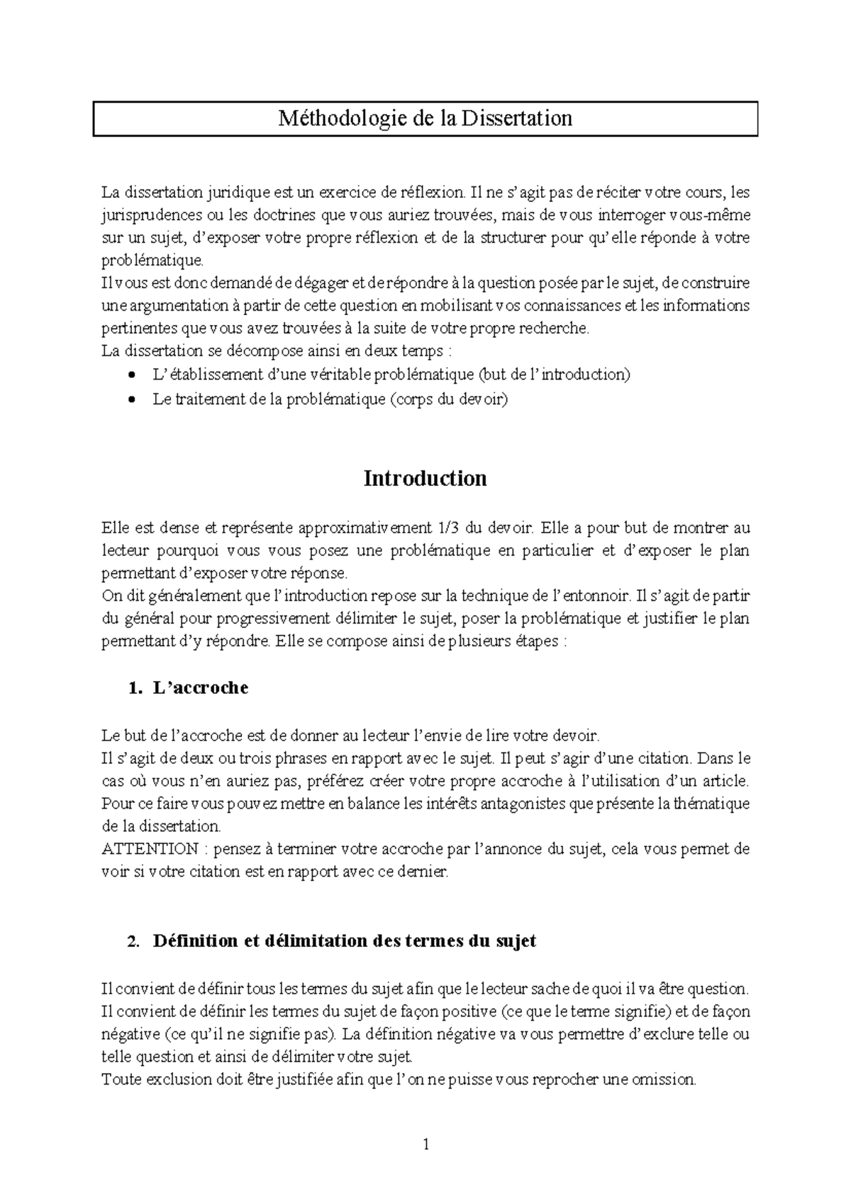 Méthodologie de la Dissertation - Méthodologie de la Dissertation La ...