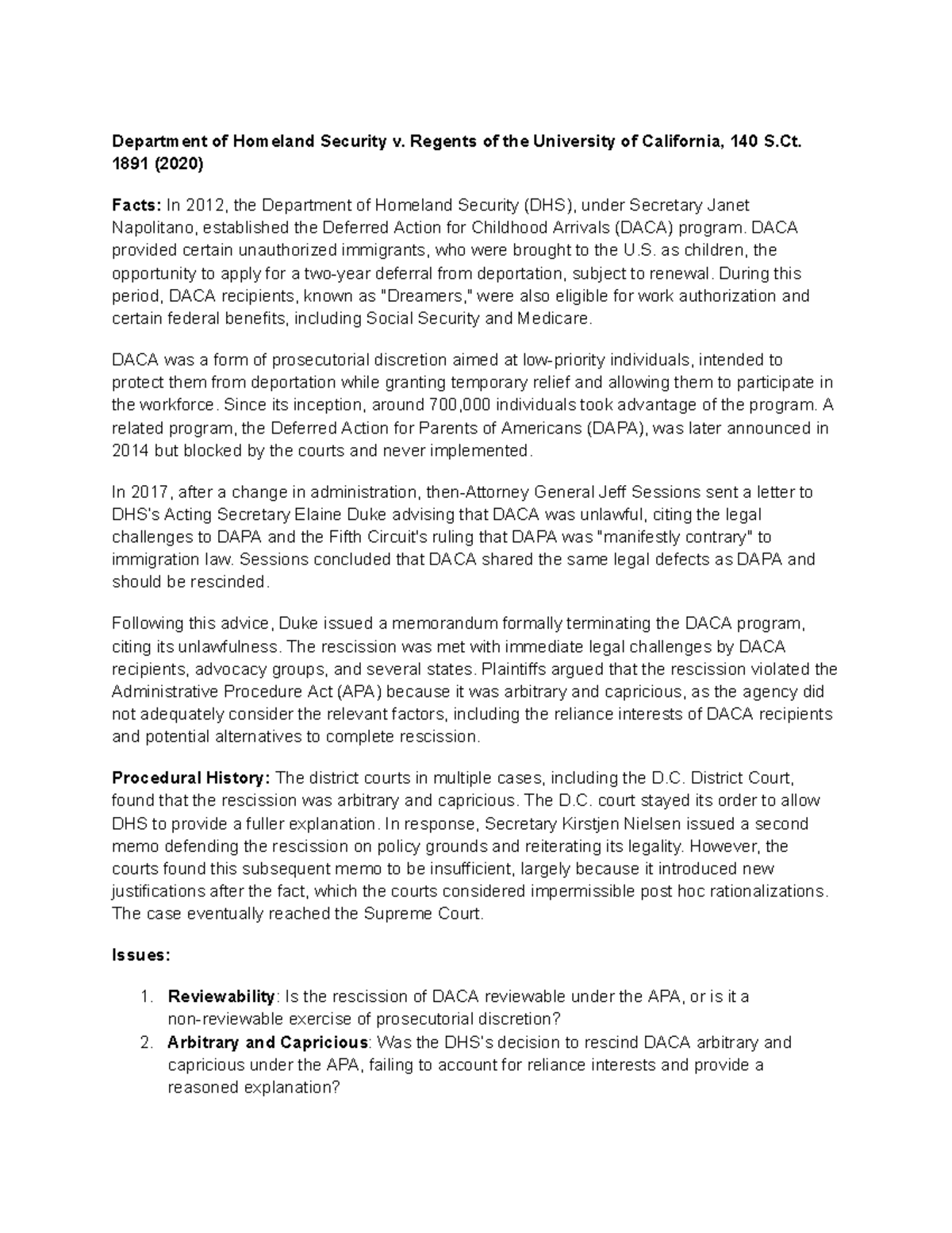 DHS v Regents California - Department of Homeland Security v. Regents ...