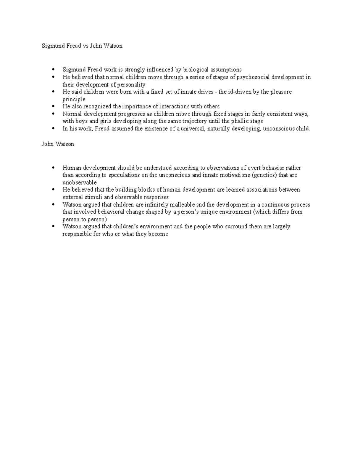 Sigmund Freud vs John Watson - HREQ 1900 - Yorku - Studocu