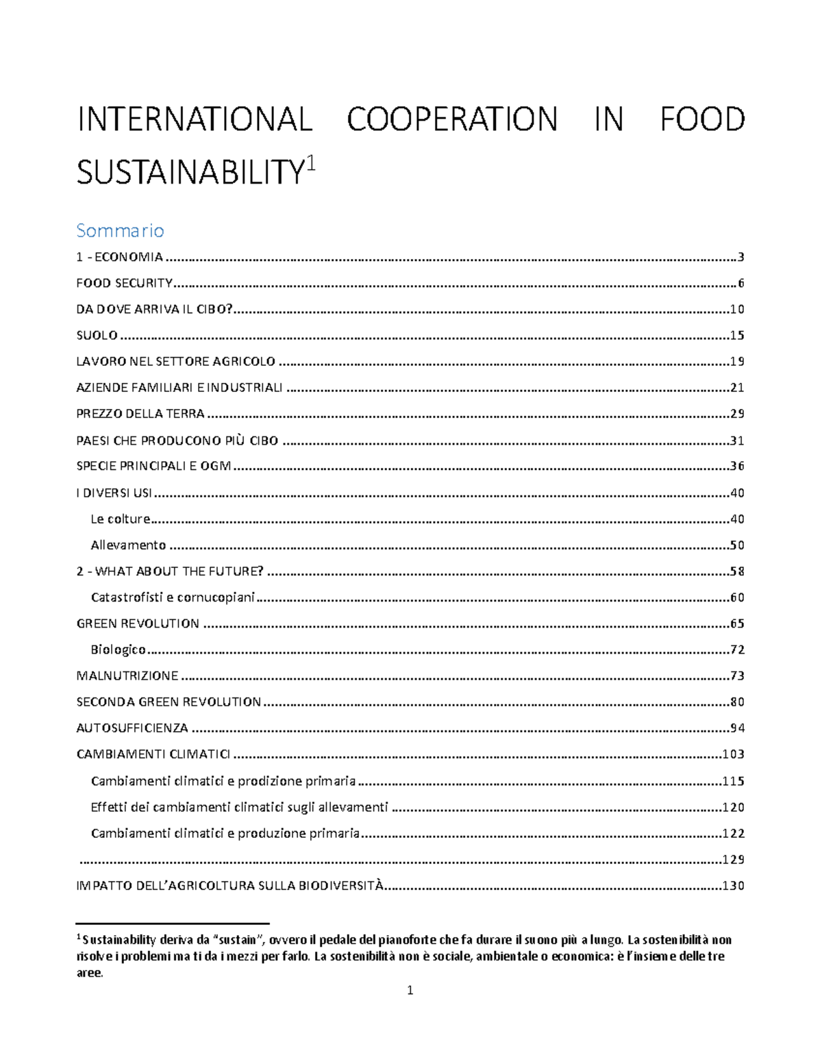 Appunti international cooperation - INTERNATIONAL COOPERATION IN FOOD 1 ...