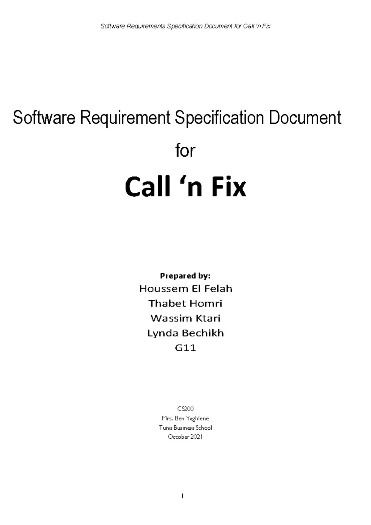 Call n Fix CS 200 - project info - Software Requirement Specification ...