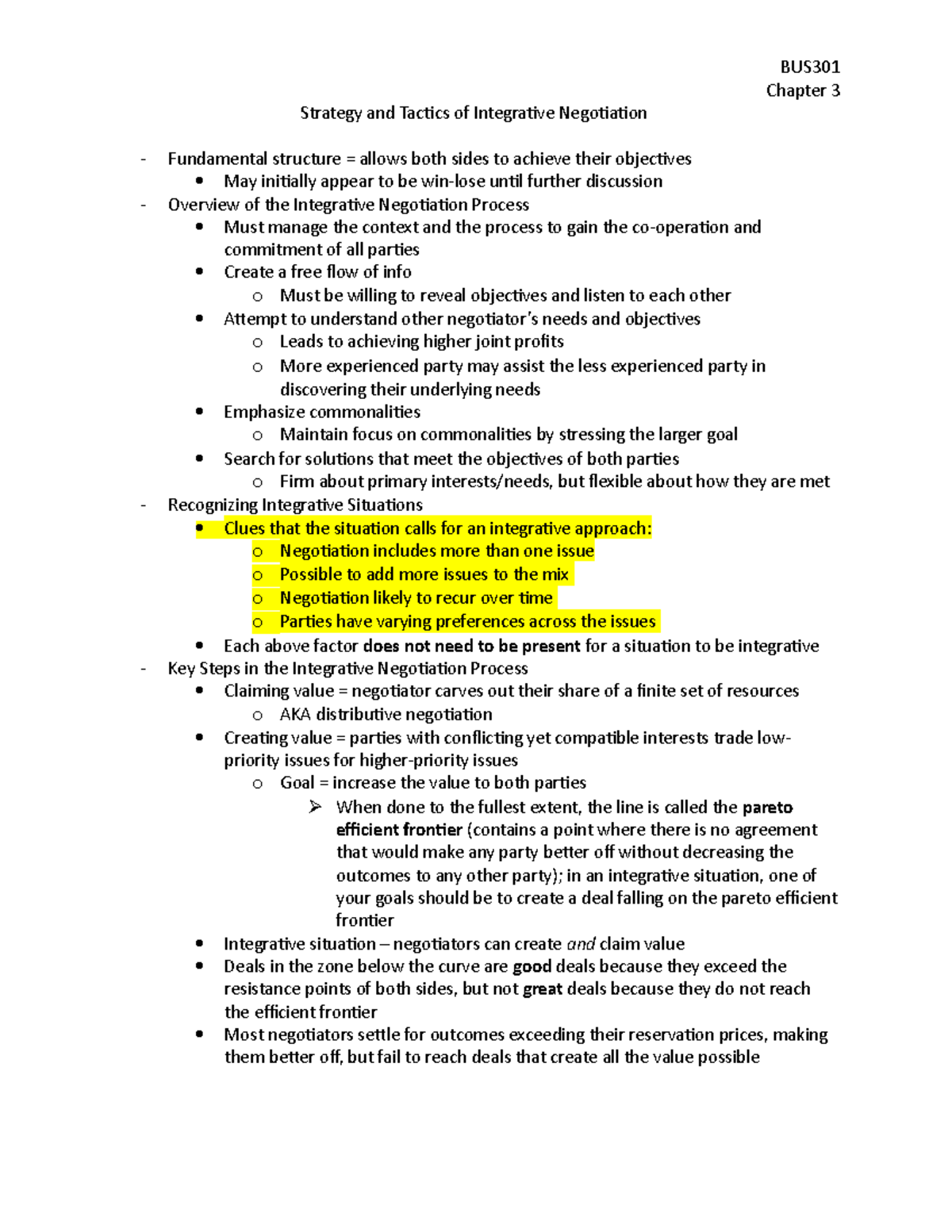 Chapter 3 - Summary Essentials of Negotiation - Chapter 3 Strategy and ...