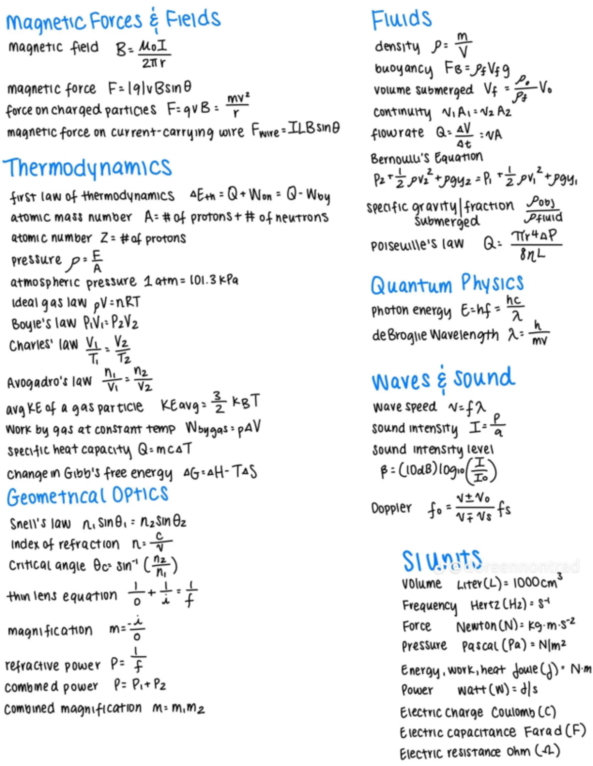 Mcat formulas - Thermodynamics First law of thermodynamics : Practice ...