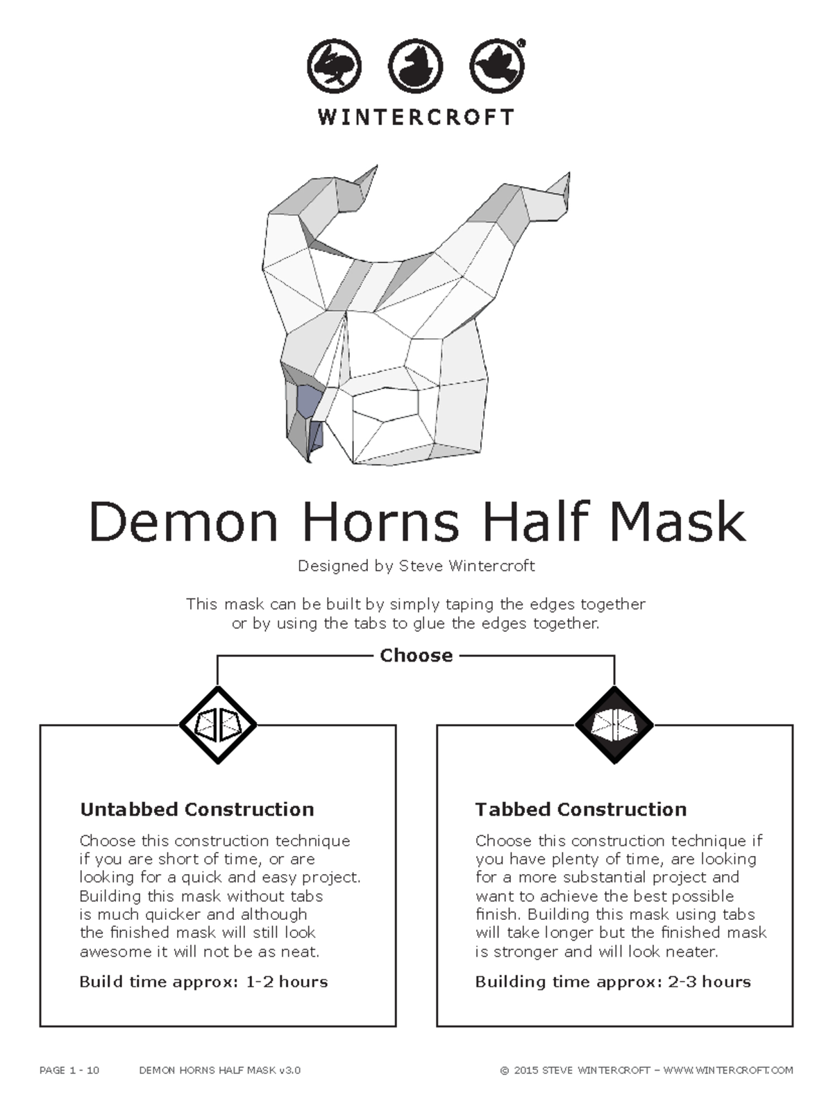 Hier masster hal - Demon Horns Half Mask Designed by Steve Wintercroft This mask can be built by ...