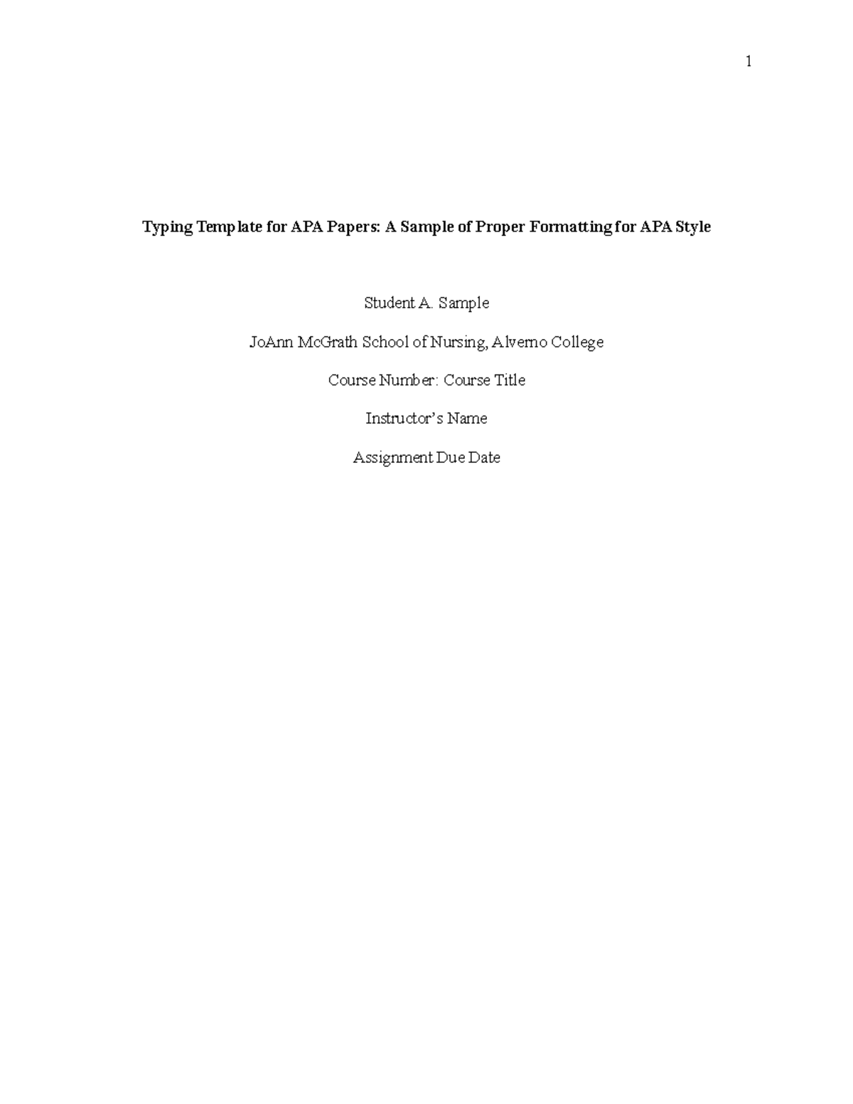 Alverno Clean APA 7th Edition Template Without Abstract - Studocu