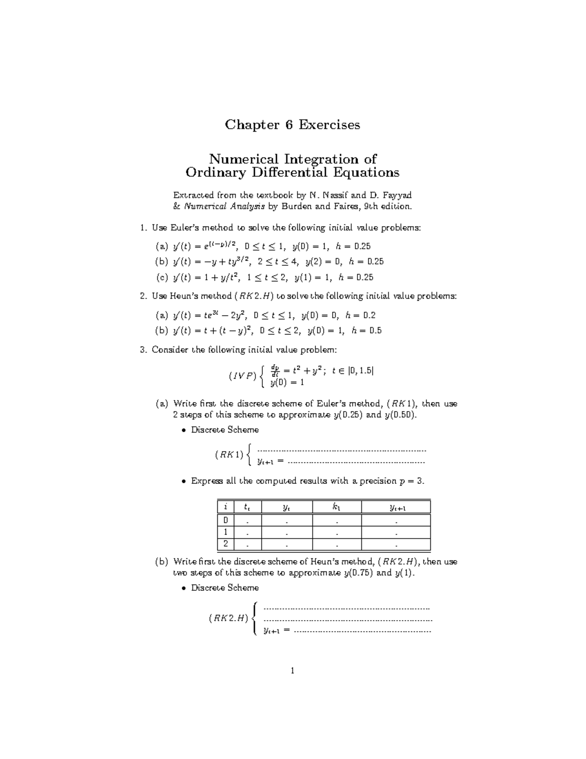 Chapter 6 - Notes - Chapter 6 Exercises Numerical Integration of ...