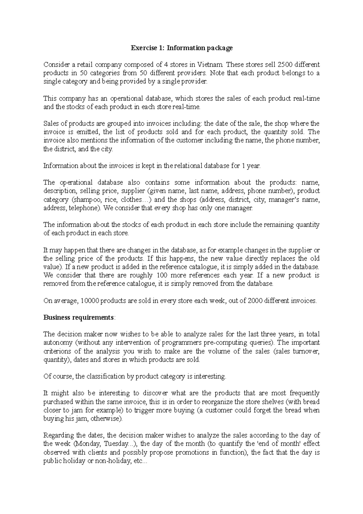 Exercise 1 Information packages - Exercise 1: Information package ...