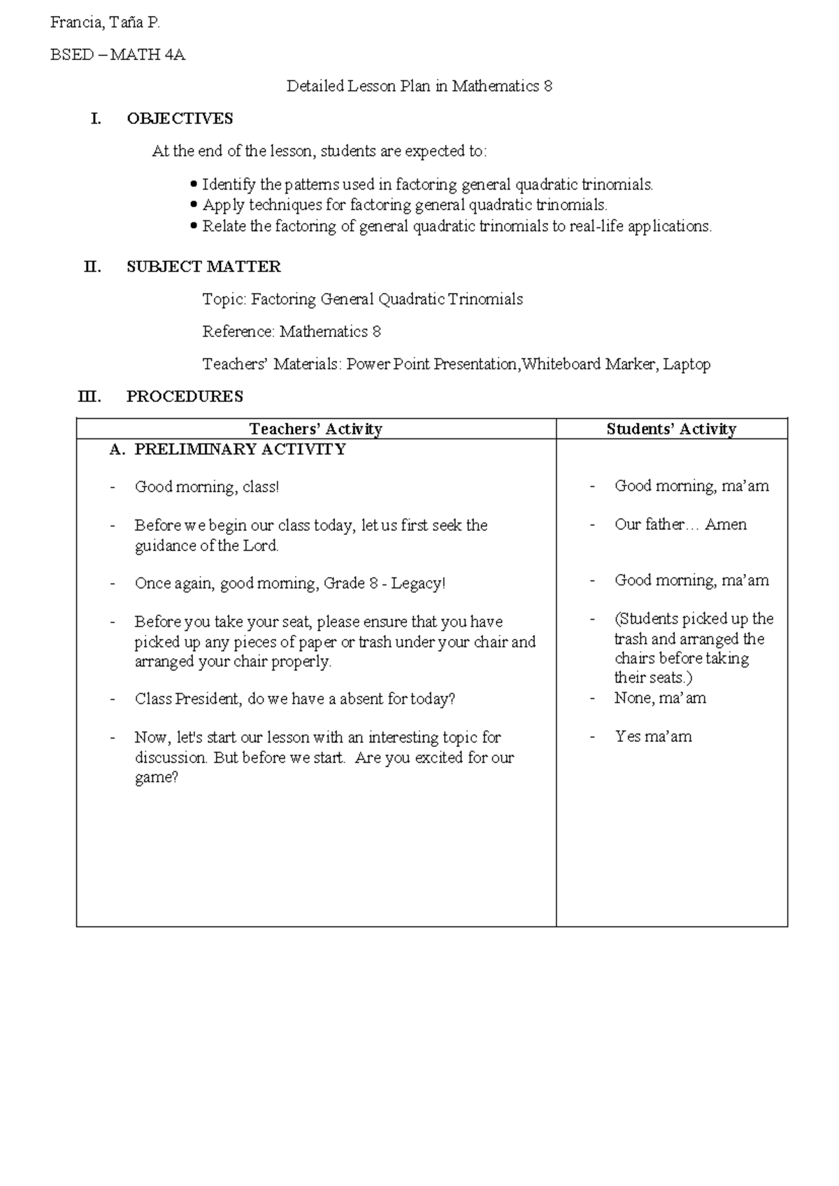 DLP-GR8 - Lesson Plan - Linear Inequalities in Two Variable - Francia ...