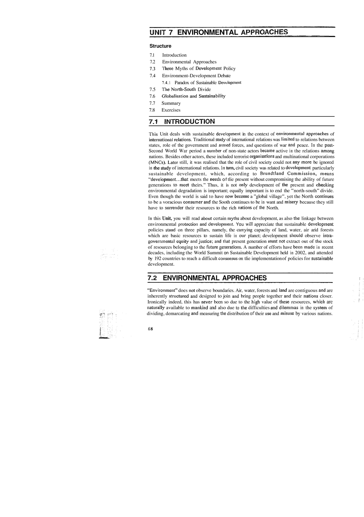 Unit-7 - ENVIRONMENTAL APPRmGWES Structure 7 Introduction 7 ...