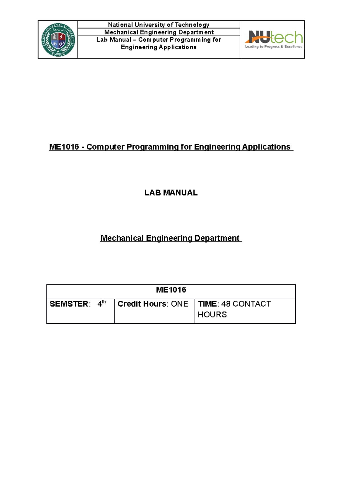 Lab 01 - program execution tips - National University of Technology ...