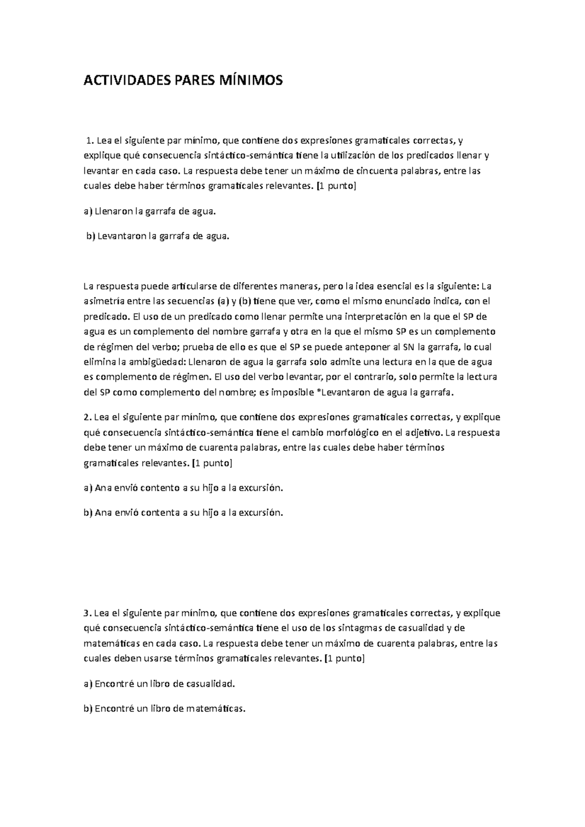 Actividades Pares Mínimos - ACTIVIDADES PARES MÍNIMOS Lea el siguiente ...