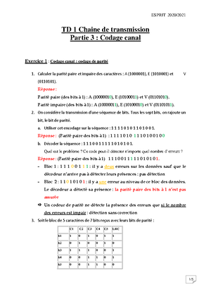 Correction TD1 Partie 2 - Correction TD 1_Partie Codage source Exercice ...