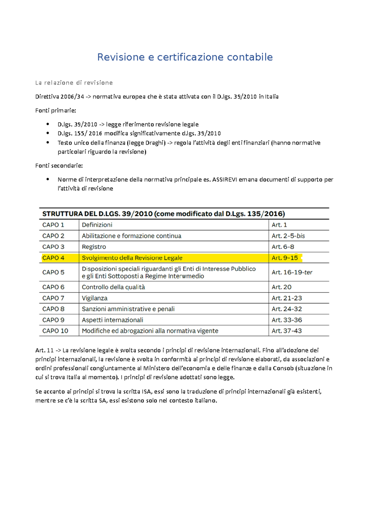 Revisione e certificazione contabile - Università di Trento - Studocu