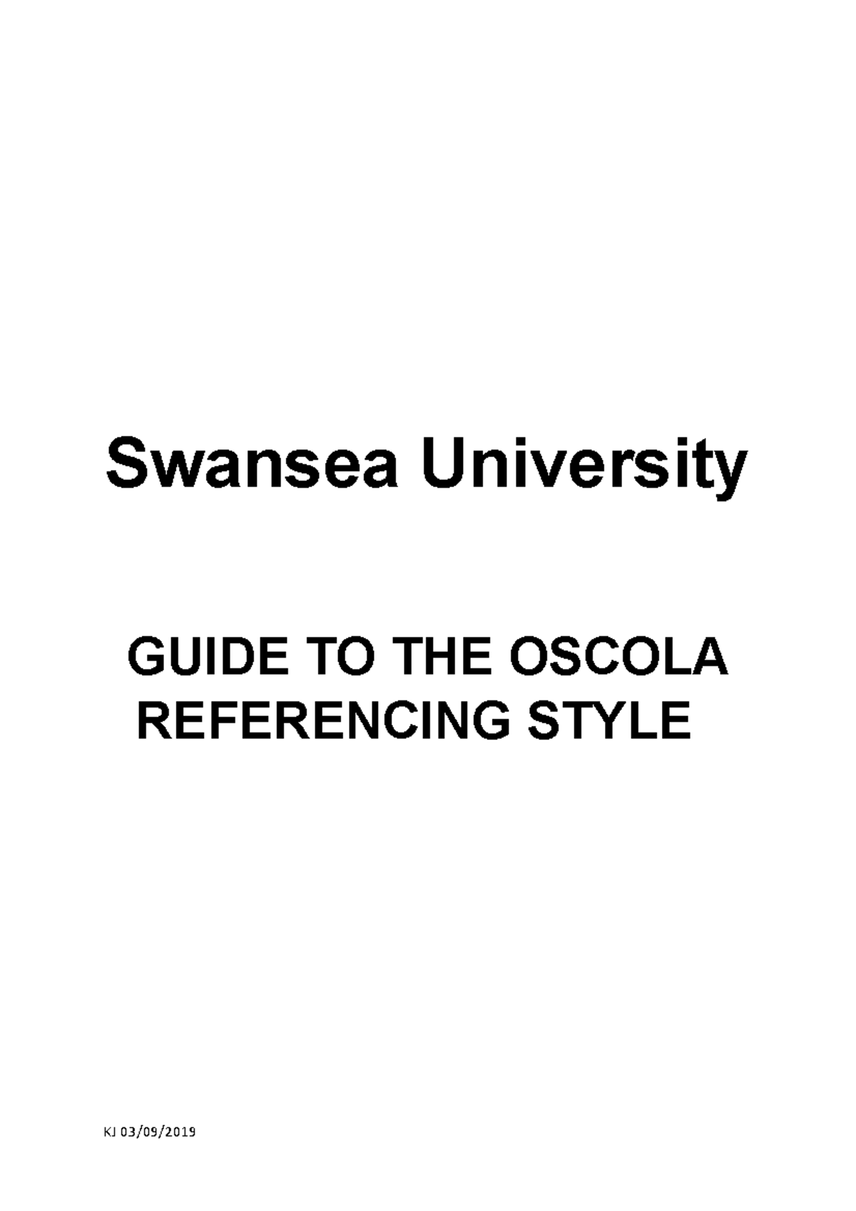 Oscola referencing guide full version - Swansea University GUIDE TO THE ...