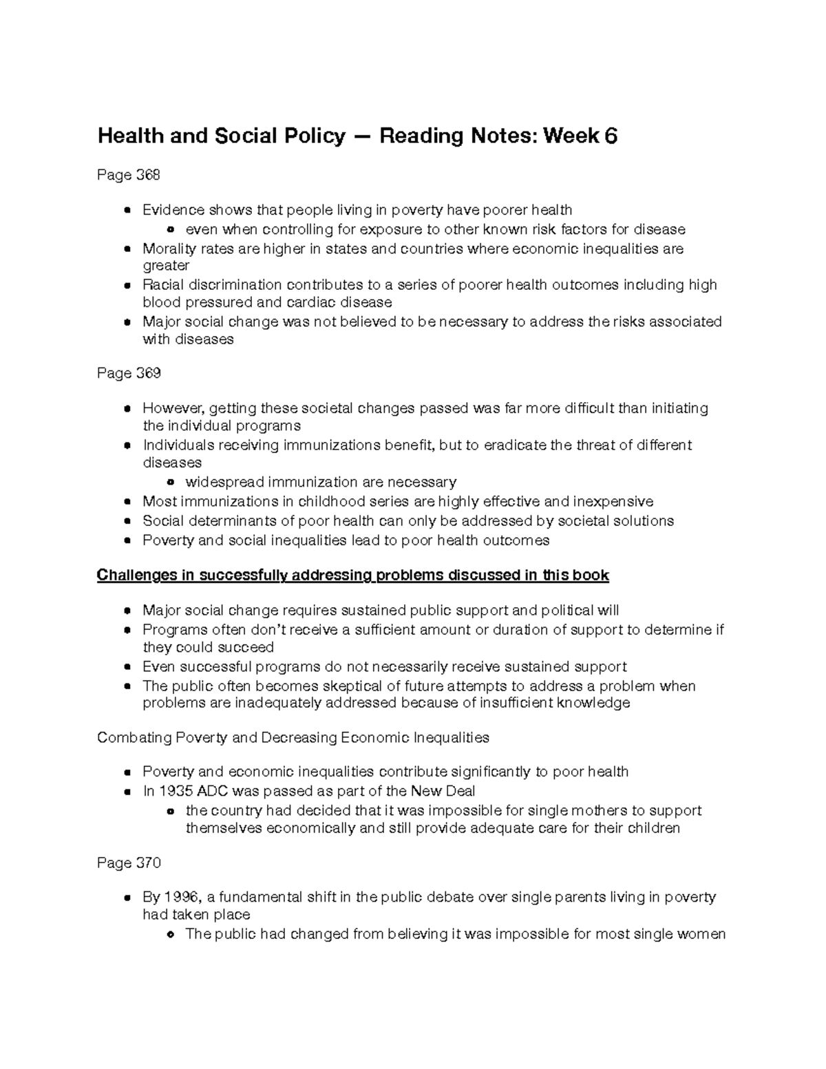Hit Pol 100 - Health & Social Policy - Reading Notes - Health and ...