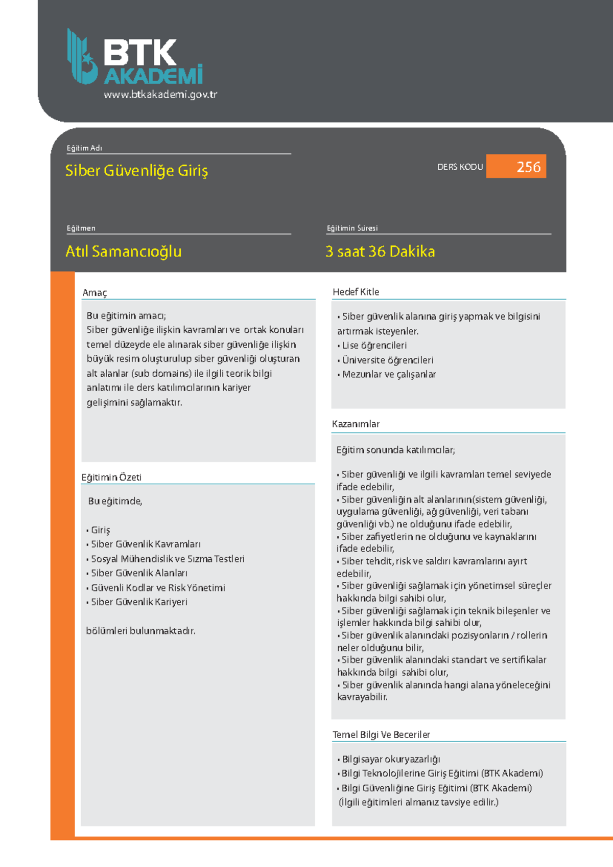 Siber Güvenliğe Giriş Eğitim Bilgi Formu - Siber Güvenliğe Giriş Amaç ...