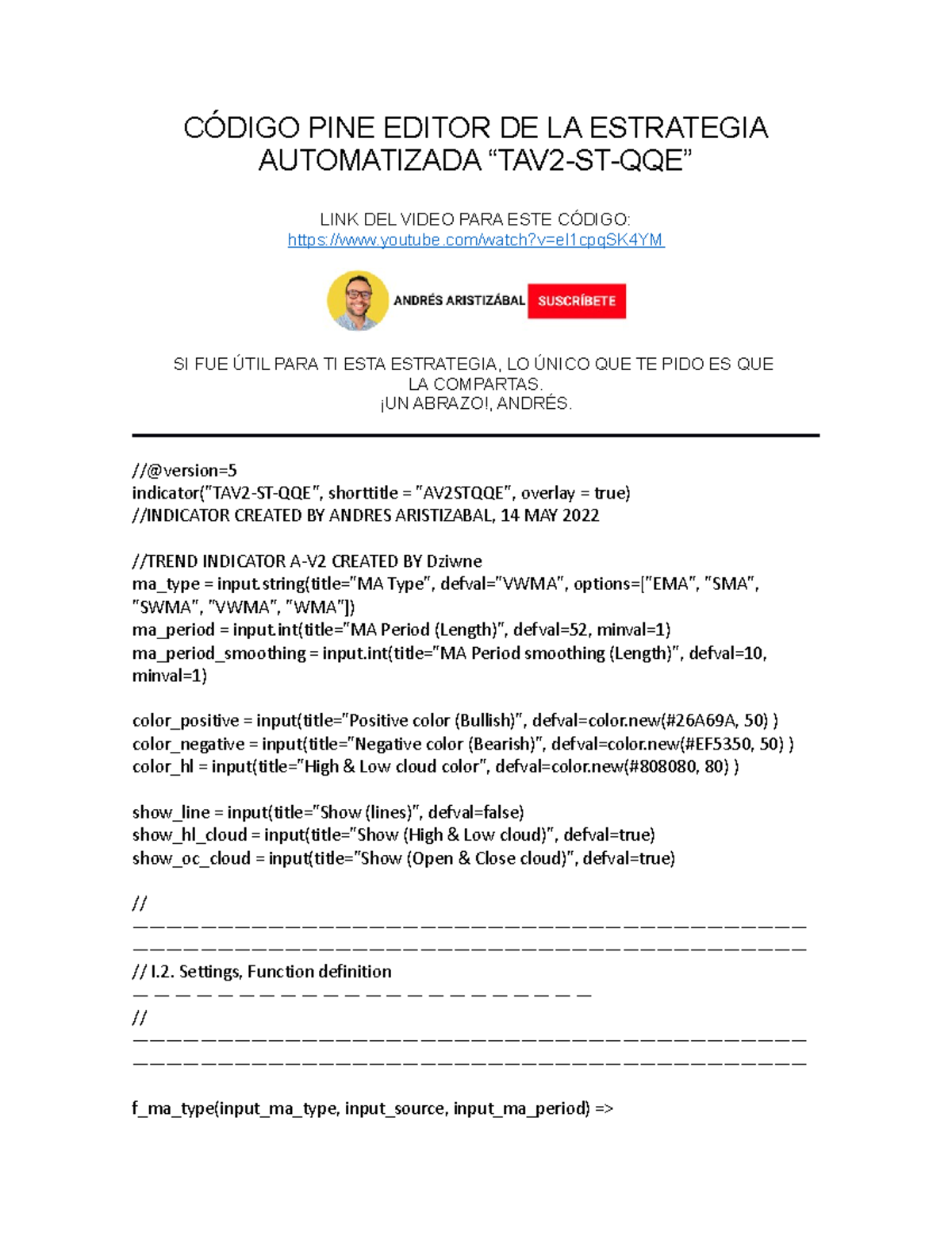 CÓ Digos Unificados - CÓDIGO PINE EDITOR DE LA ESTRATEGIA AUTOMATIZADA “TAV2-ST-QQE” LINK DEL ...