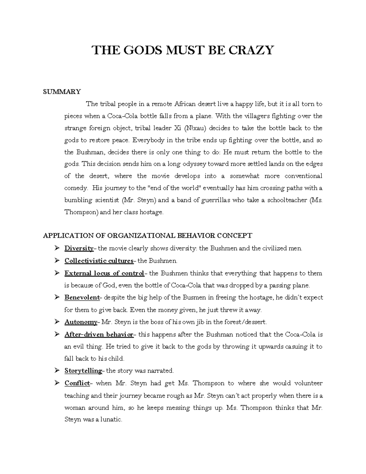 Movie Analysis 4 THE GODS MUST BE Crazy - THE GODS MUST BE CRAZY ...