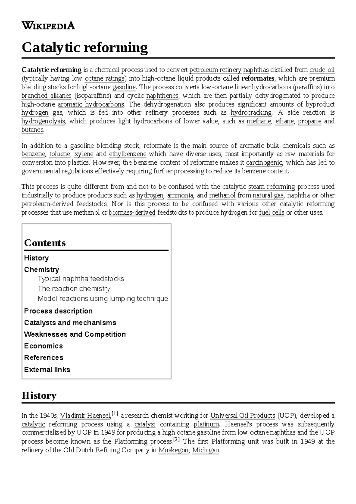 Catalytic reforming - petroleum - Catalytic reforming Catalytic ...