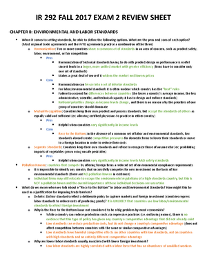 Exam 1 Study Guide - IR 292 EXAM 1 REVIEW SHEET CHAPTER 1 AND BASIC ...