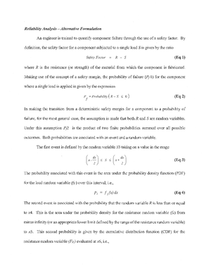 3f Reliability and the Hasofer Lind Method - CVE 505 - Studocu