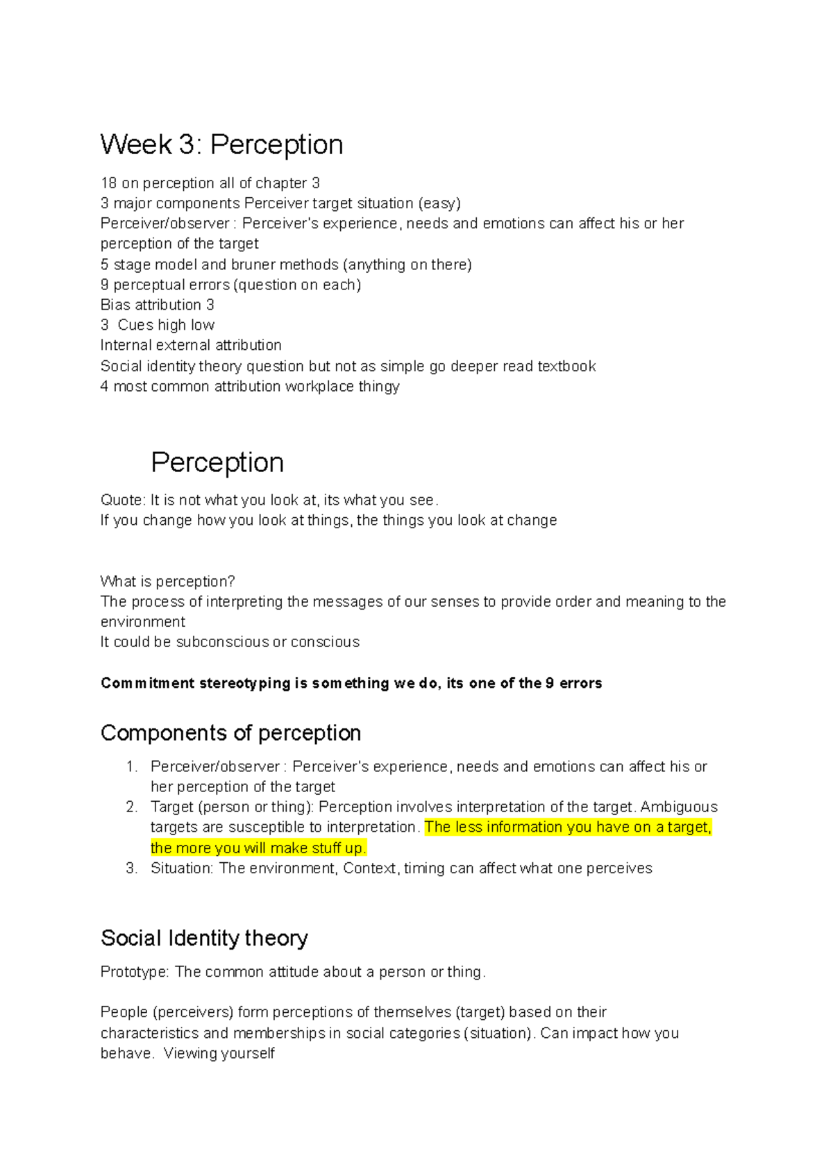 Ob midterm review week 3 - Week 3: Perception 18 on perception all of ...