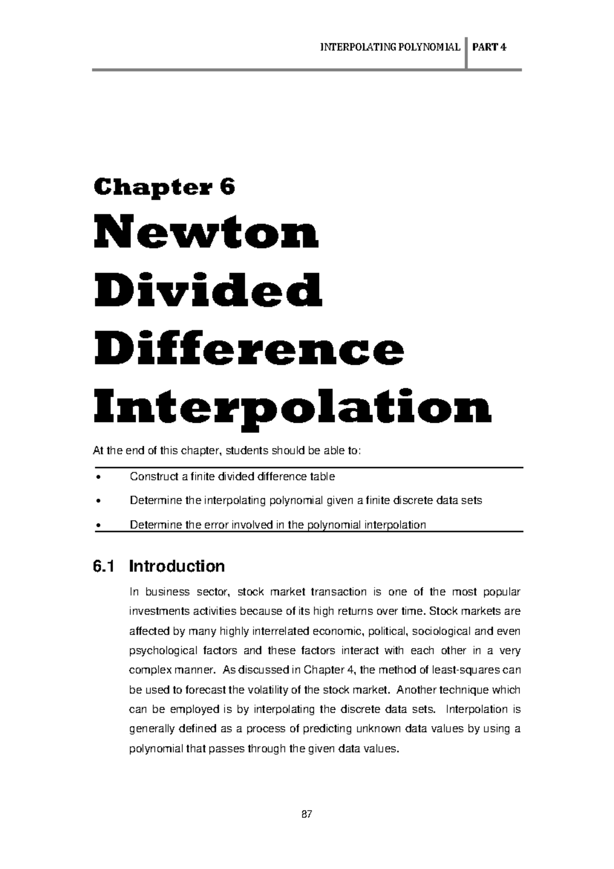 Introduction To Numerical Analysis - Chapter 6 Newton Divided Difference Interpolation At the ...